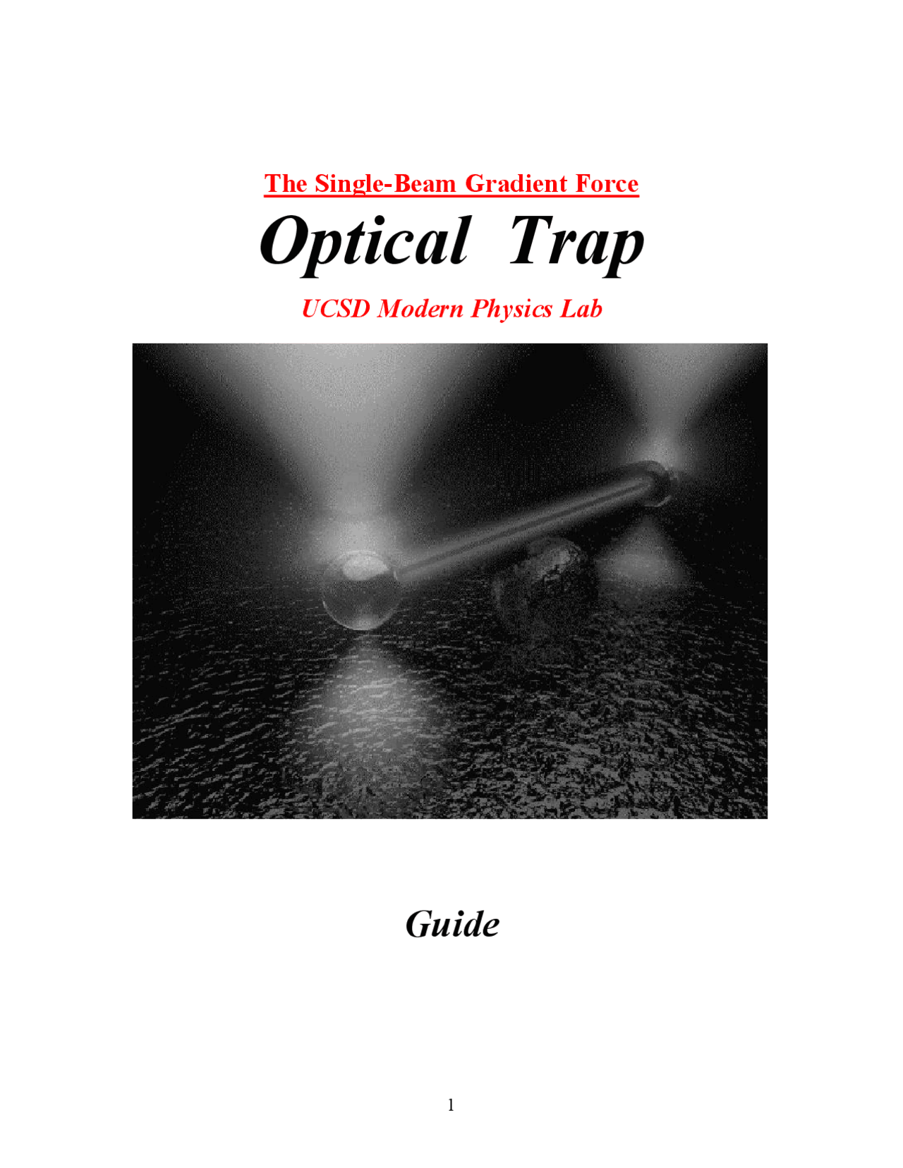 The Single Beam Gradient Force Lecture Slides Phys 173 Docsity