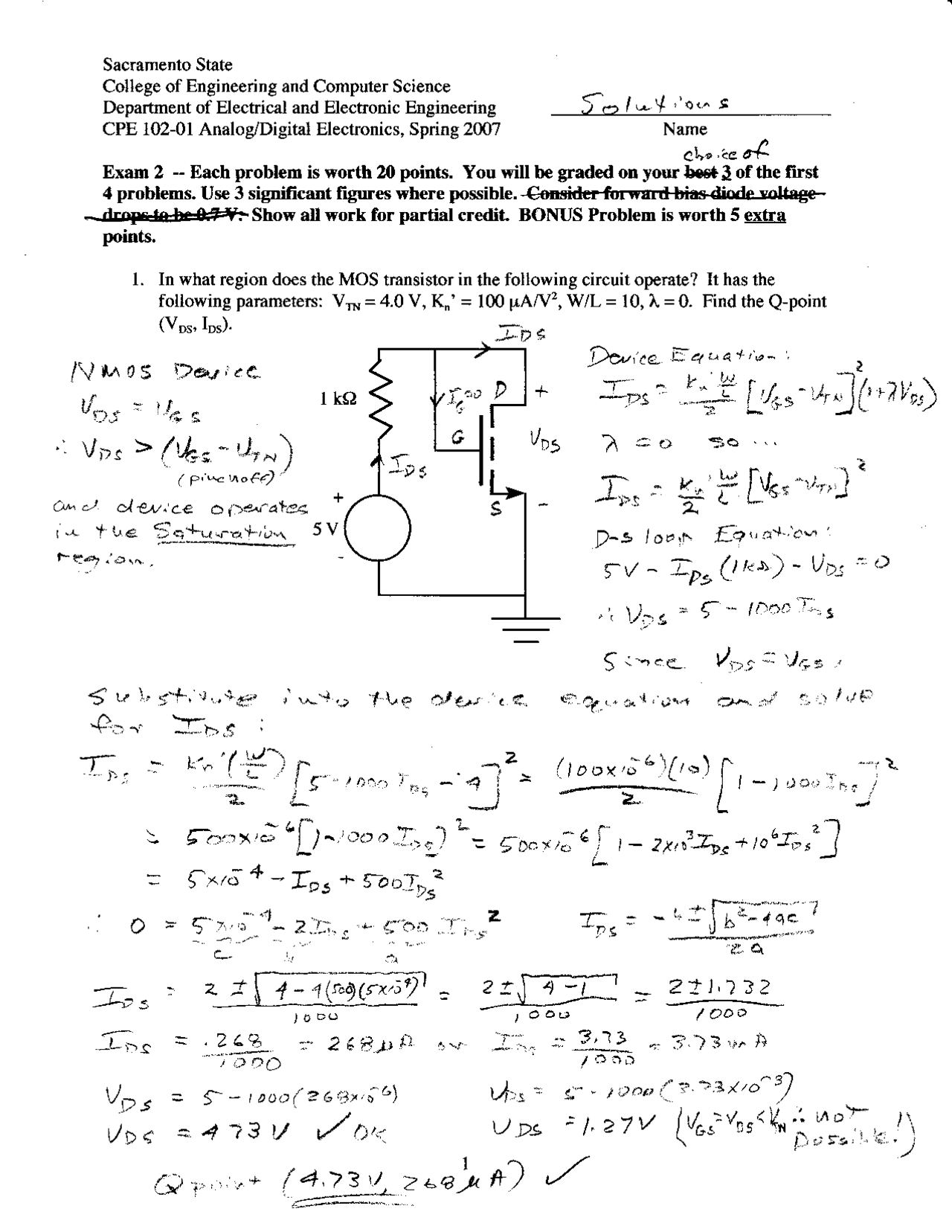 5 Questions With Solutions In Exam 2 Analogical And Digital