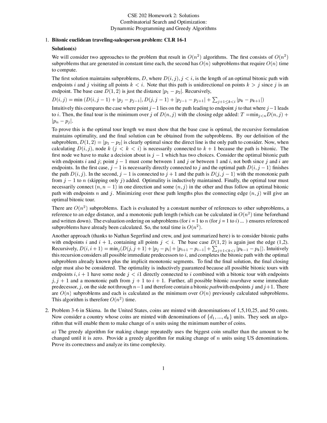 Algorithm Design And Analysis Assignment 2 Solutions Cse 202 Docsity 2870
