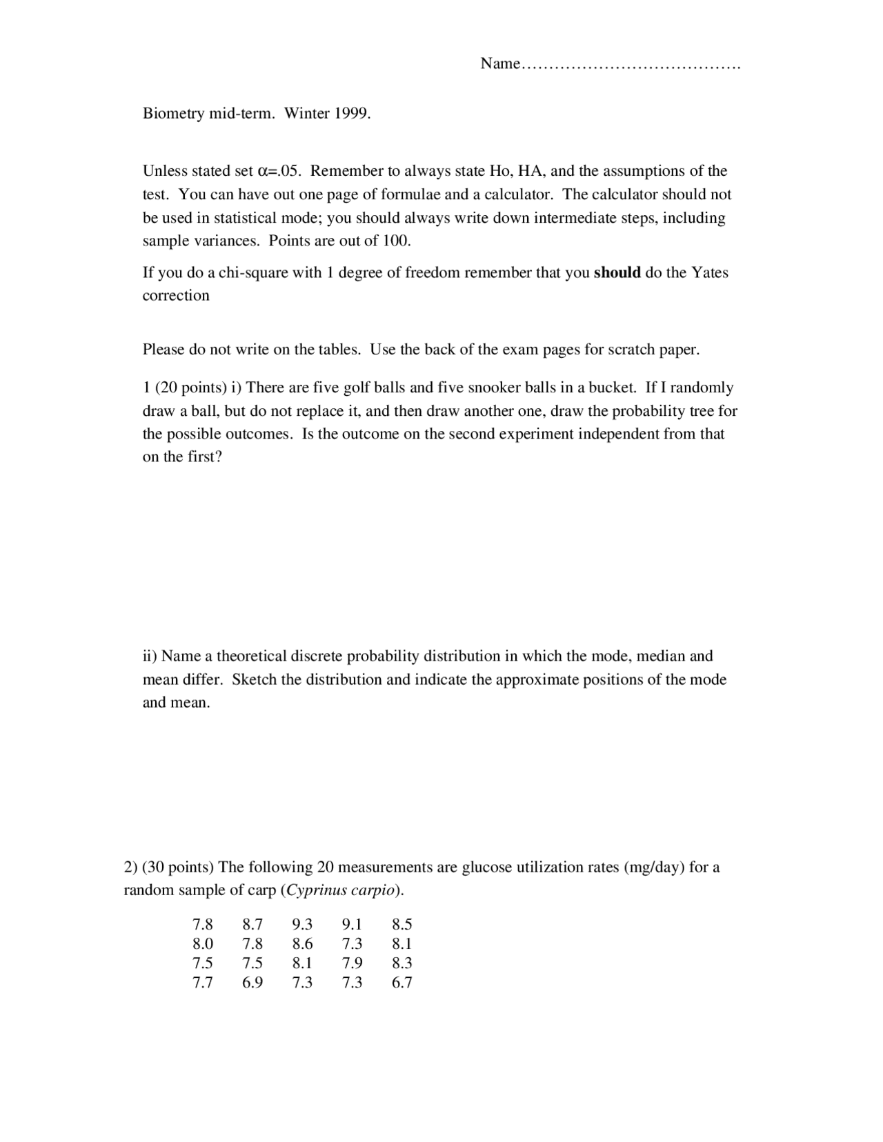 Biometry Midterm Exam On Classical Sociological Theory Soca 100 Docsity