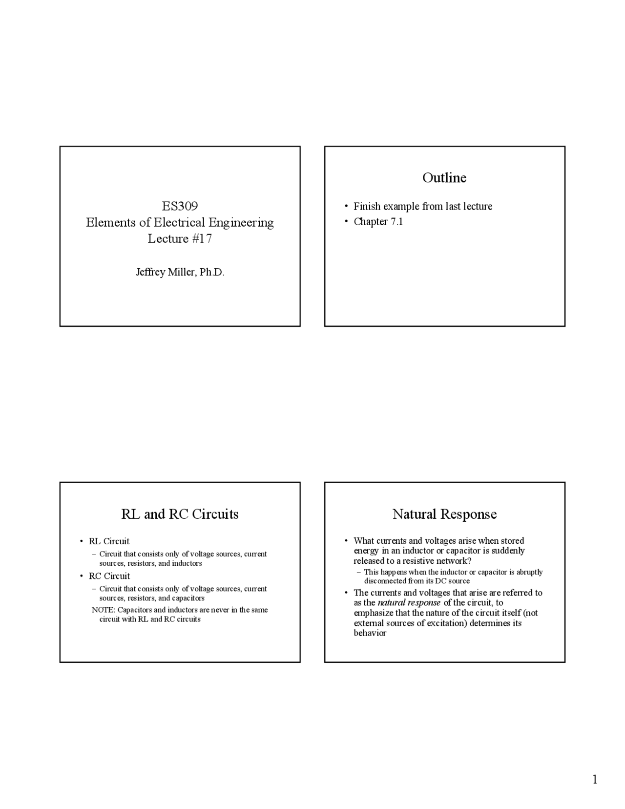 Rl And Rc Circuits Lecture Slides Es A309 Docsity