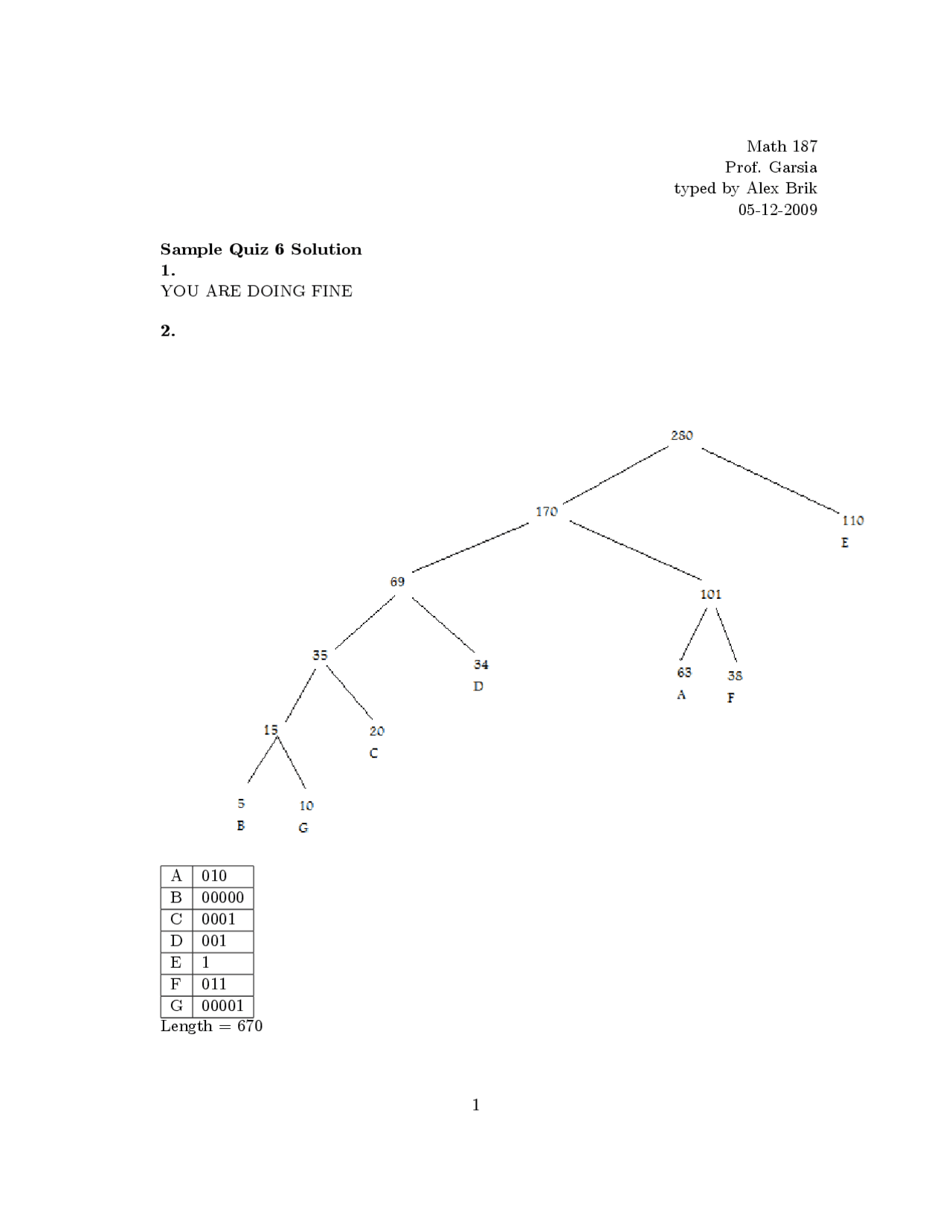Sample Quiz 6 Solutions Introduction To Cryptography Math 187 Docsity