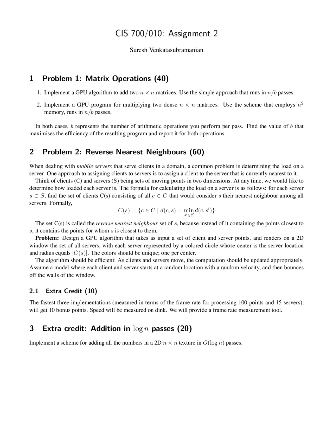 Assignment 2 Matrix Operations Reverse Nearest Neighbours Cis 700 Docsity