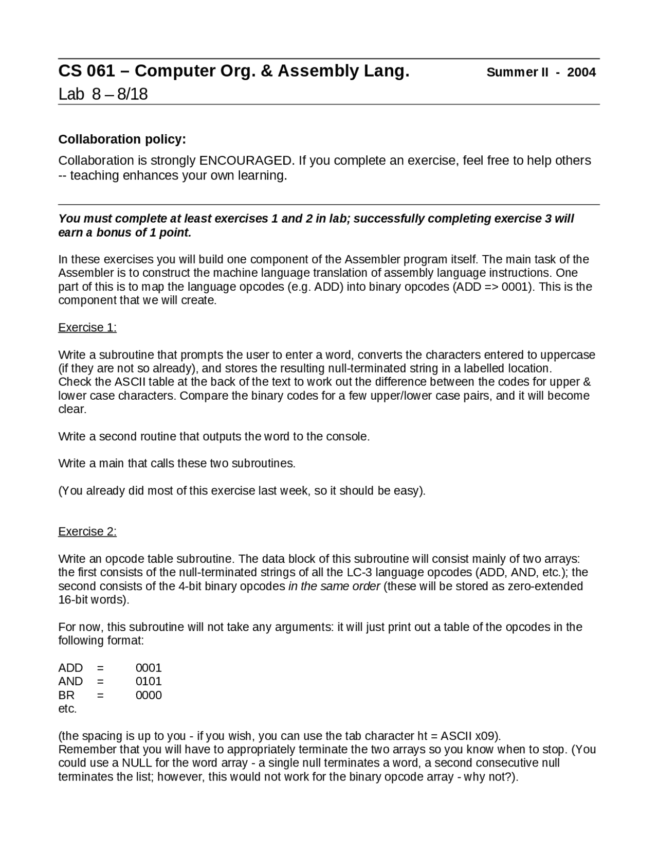 Lab 8 Questions Assembly Language And Machine Organization Cs 061 Docsity