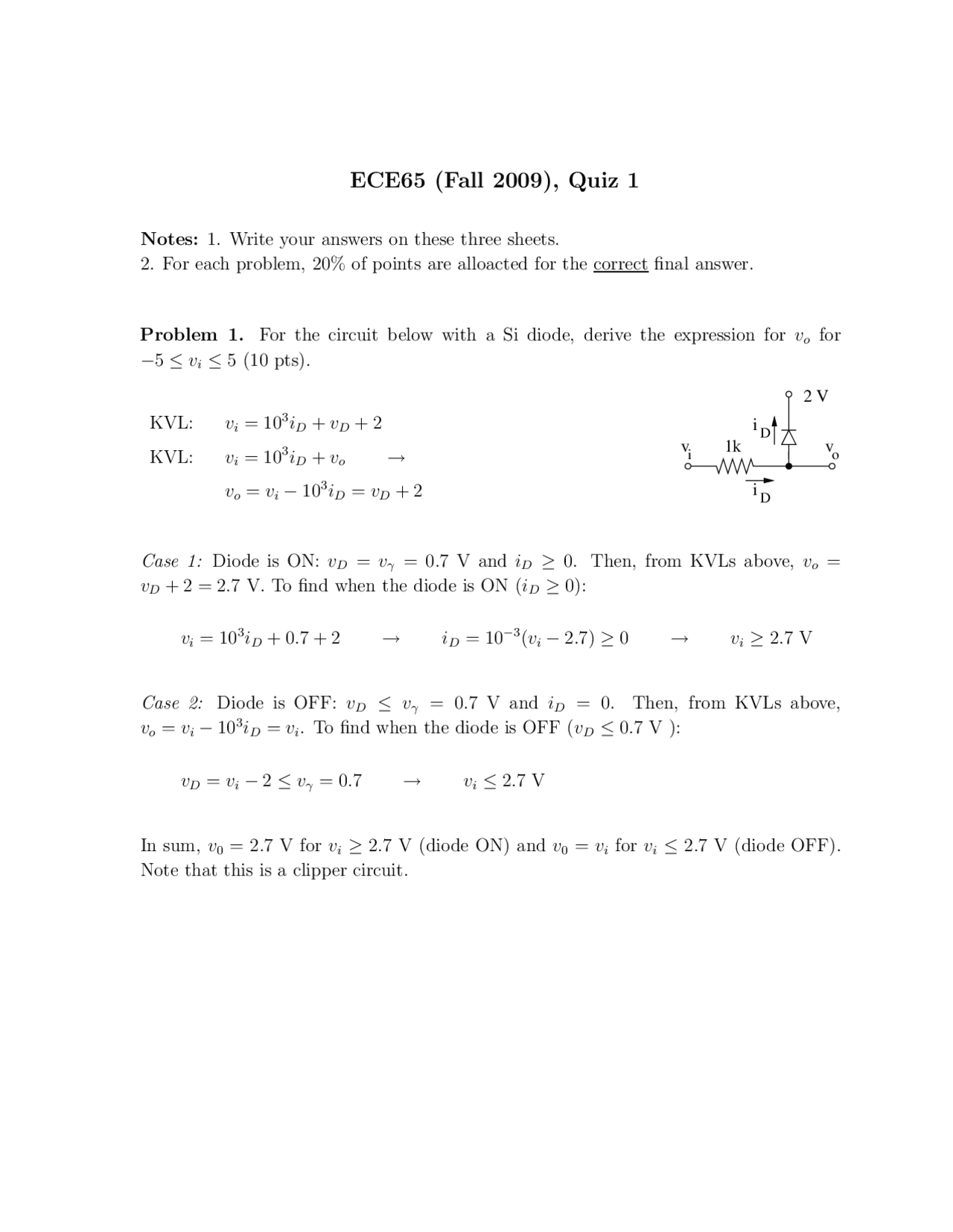 Quiz 1 Solved Problems Components And Circuits Lab Ece 65 Docsity