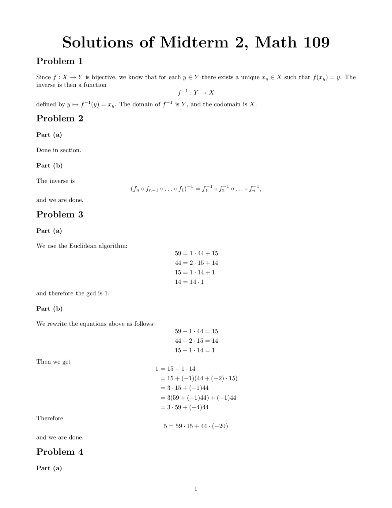 Problems Solution Of Midterm 2 Mathematical Reasoning Math 109