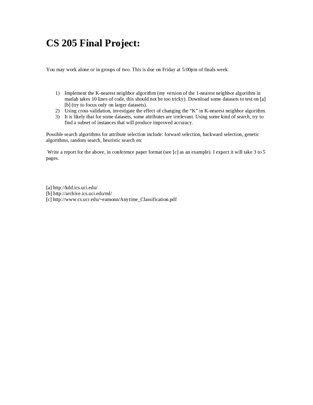 Final Project Artificial Intelligence Cs 205 Docsity
