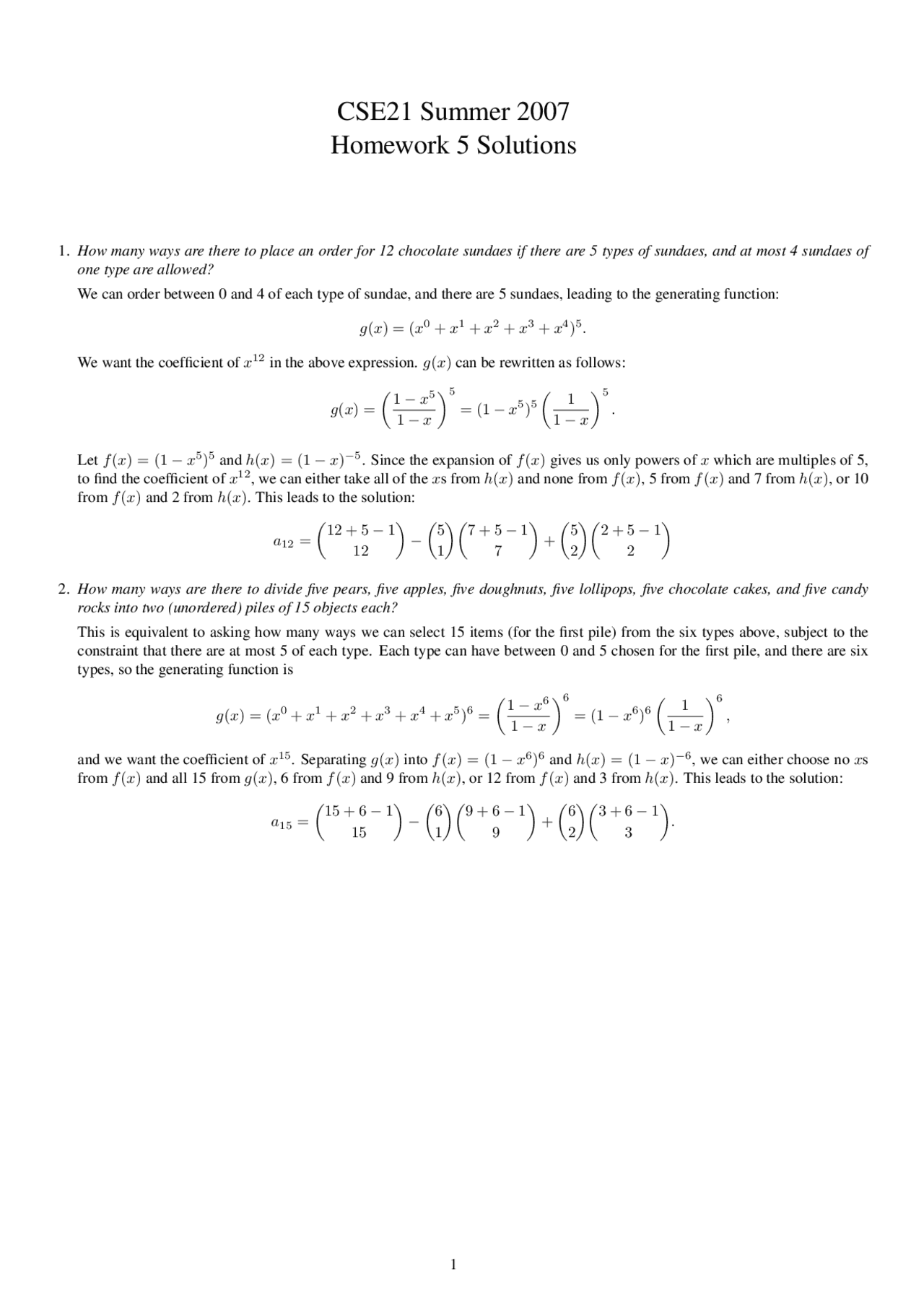 Homework 5 Solution For Math With Algorithm And Systems Analysis Cse 9364
