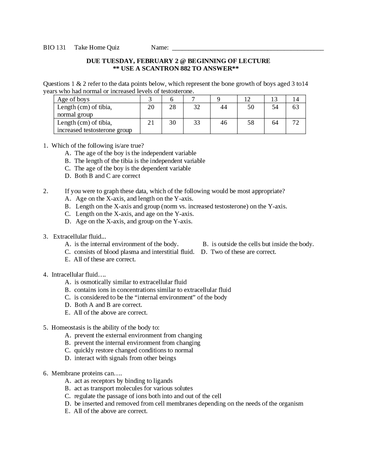 Systemic Physiology Unsolved Questions For Quiz Bio 131 Quizzes