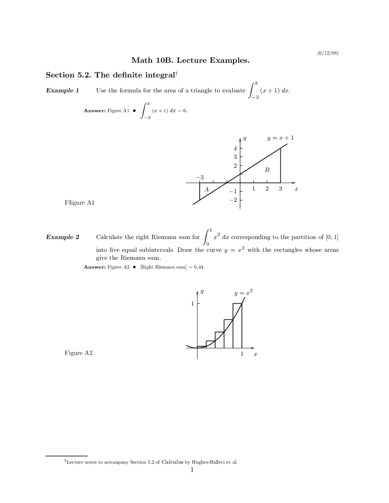 The Definite Integral - Calculus - Study Questions | MATH 10B - Docsity