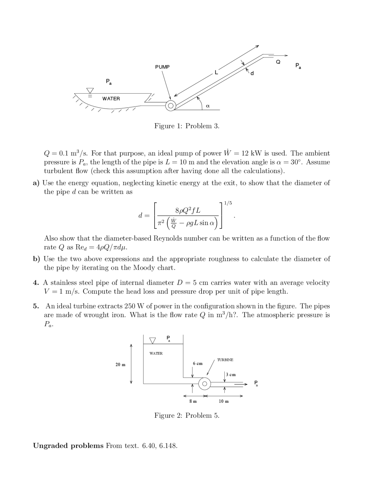 5 Problems on Advanced Fluid Mechanics | MAE 101B - Docsity