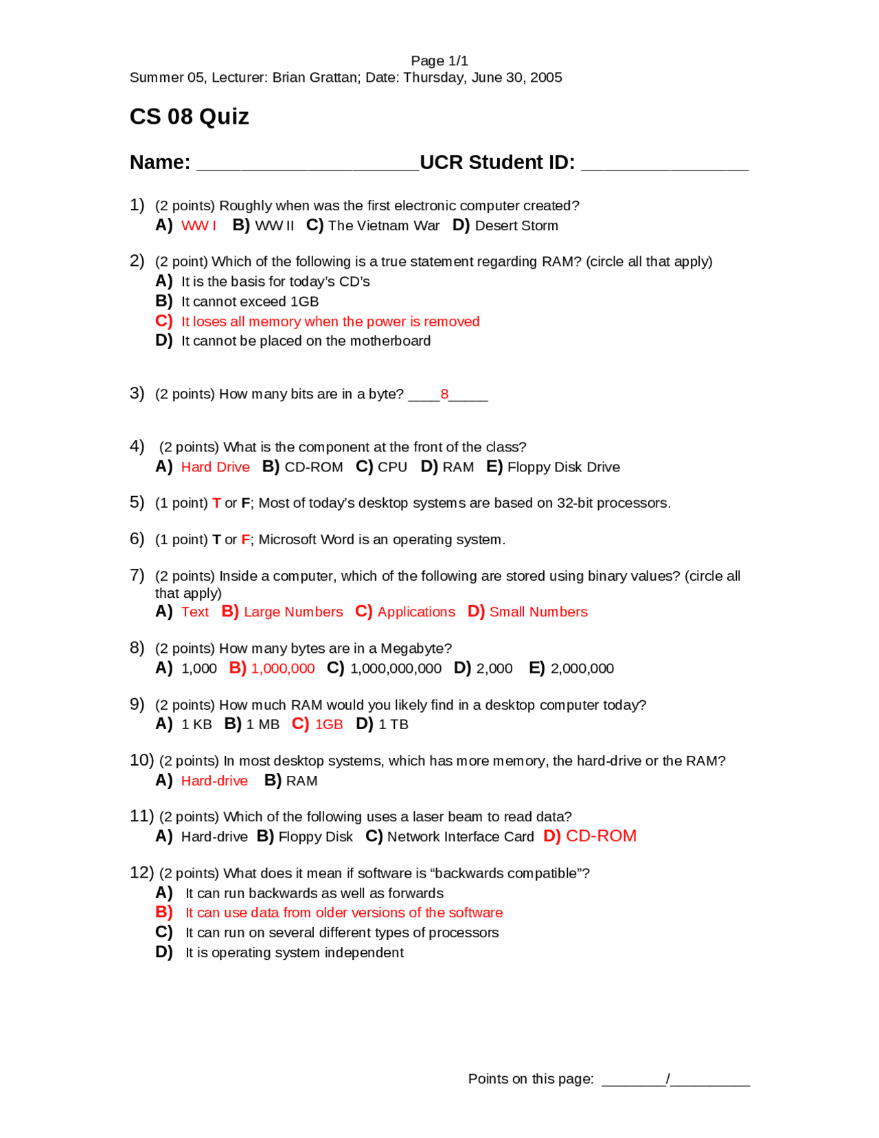 12 Solved Mcqs In Quiz 8 Introduction To Computing Cs 008 Docsity
