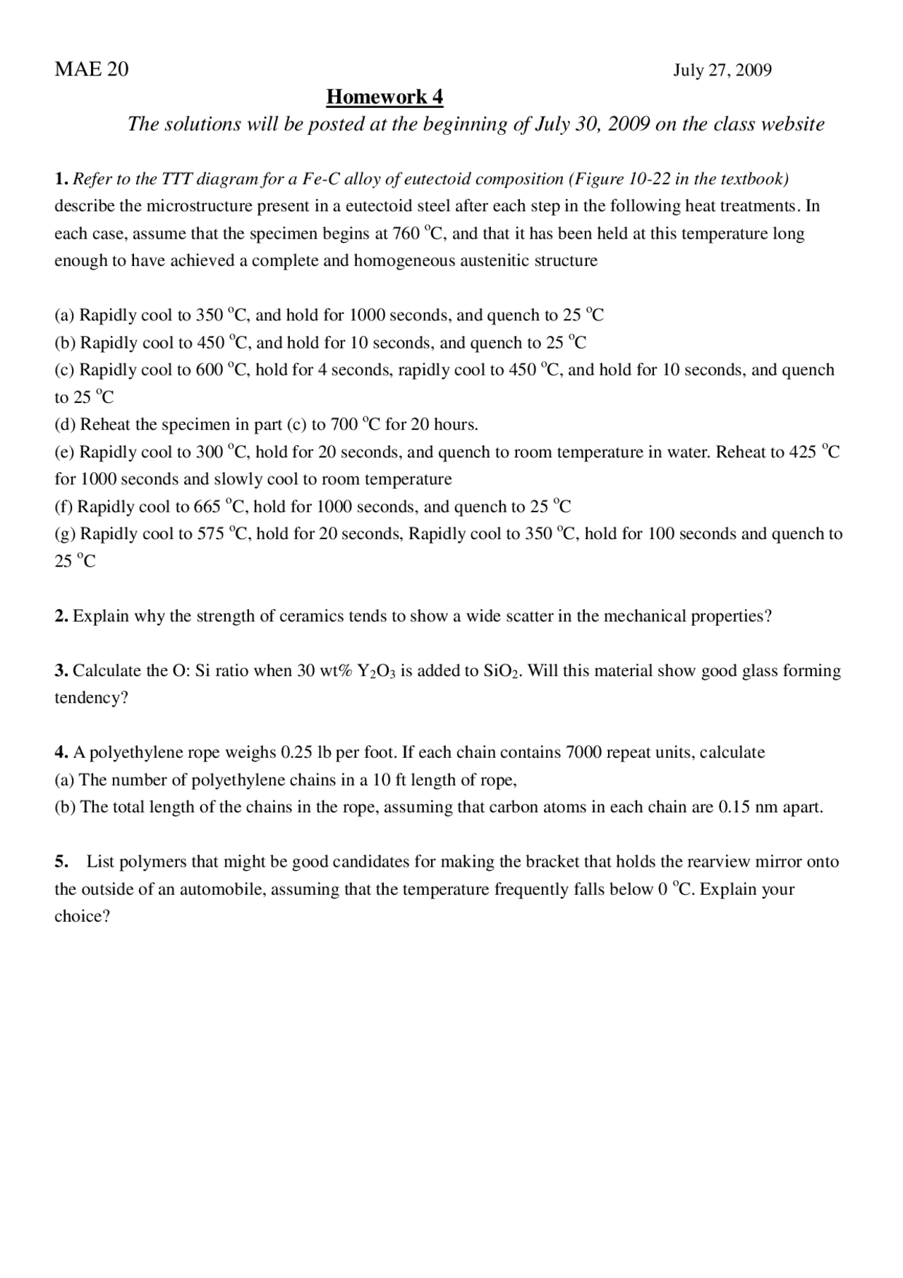 5 Practice Problems on Elements of Materials Science - Homework 4 | MAE ...