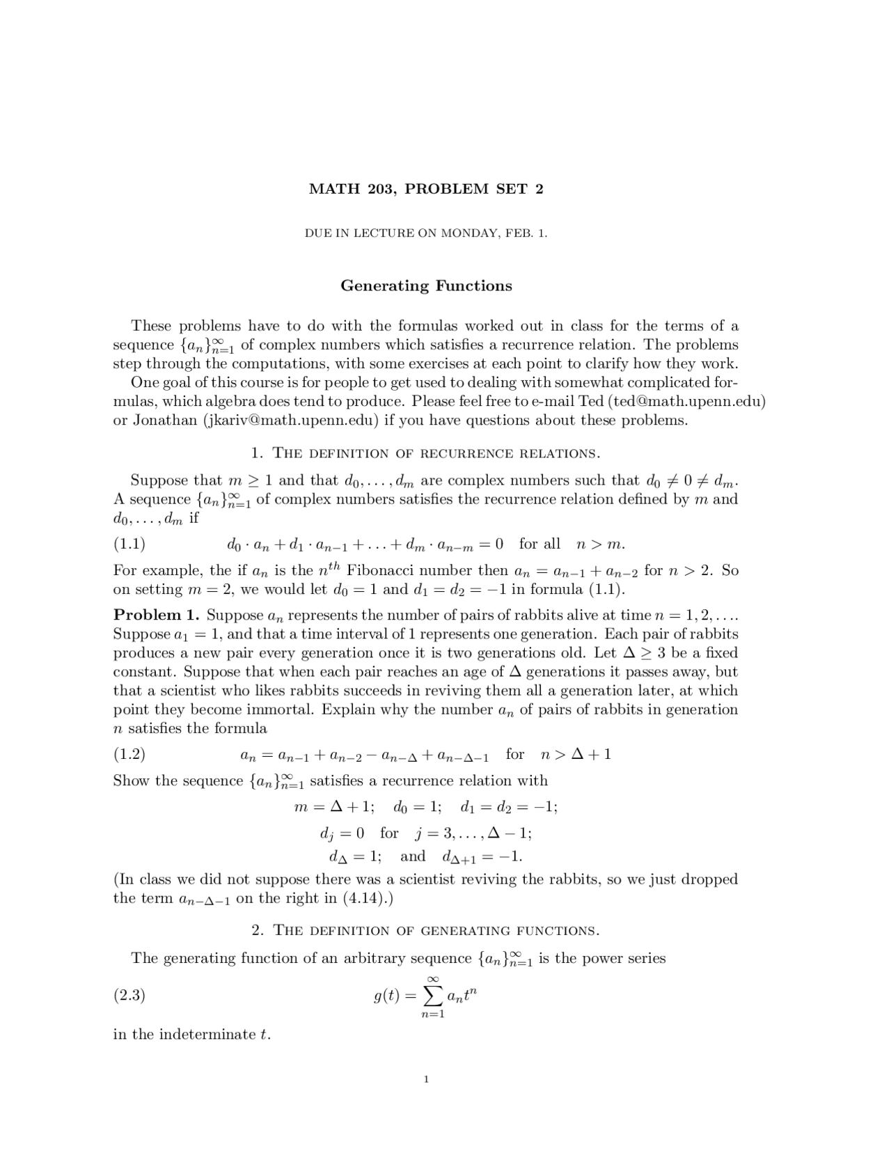 Homework 2 With Answers For Proving Things Algebra Math 203 Docsity