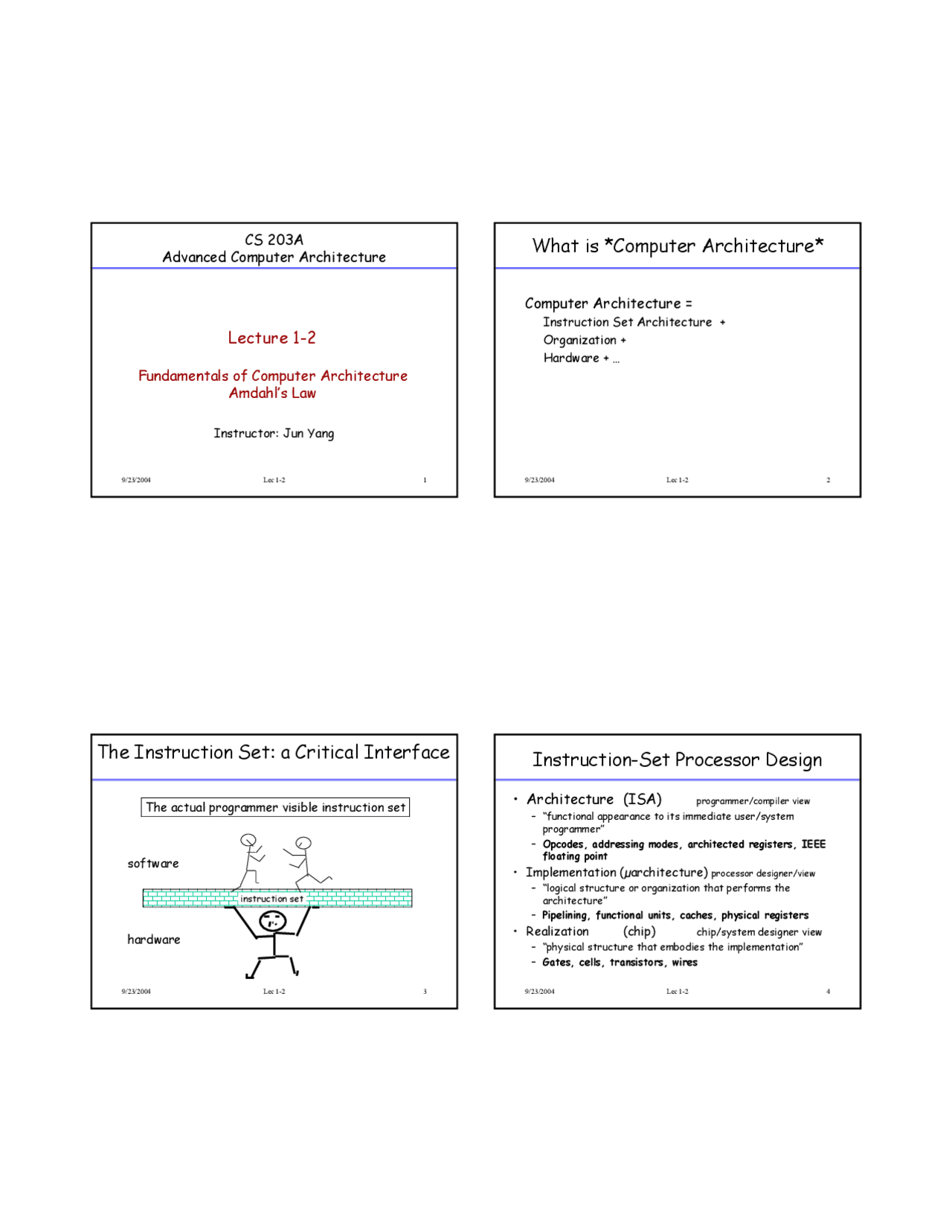 Fundamentals Of Computer Architecture Amdahls Law Lecture Slides