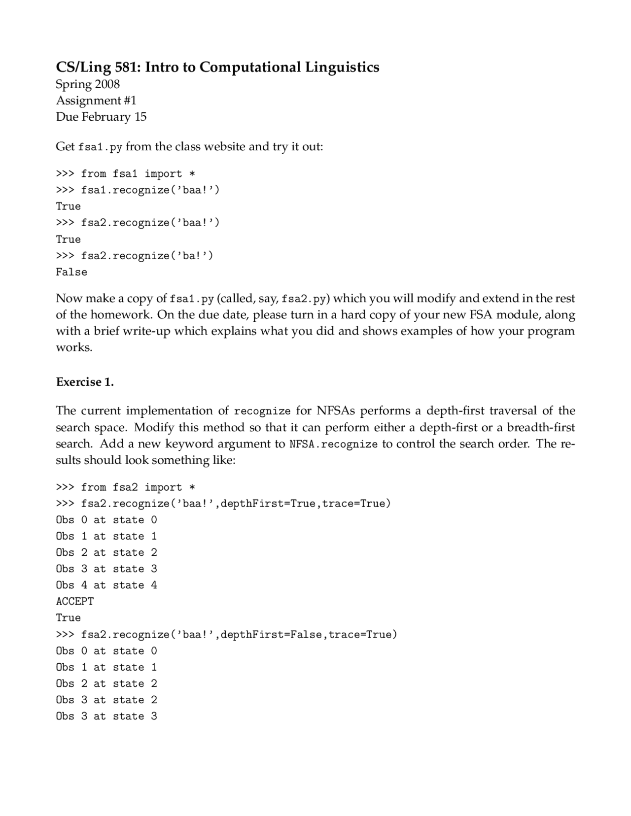 Programming Assignment 1 Computational Linguistics Ling 581 Docsity