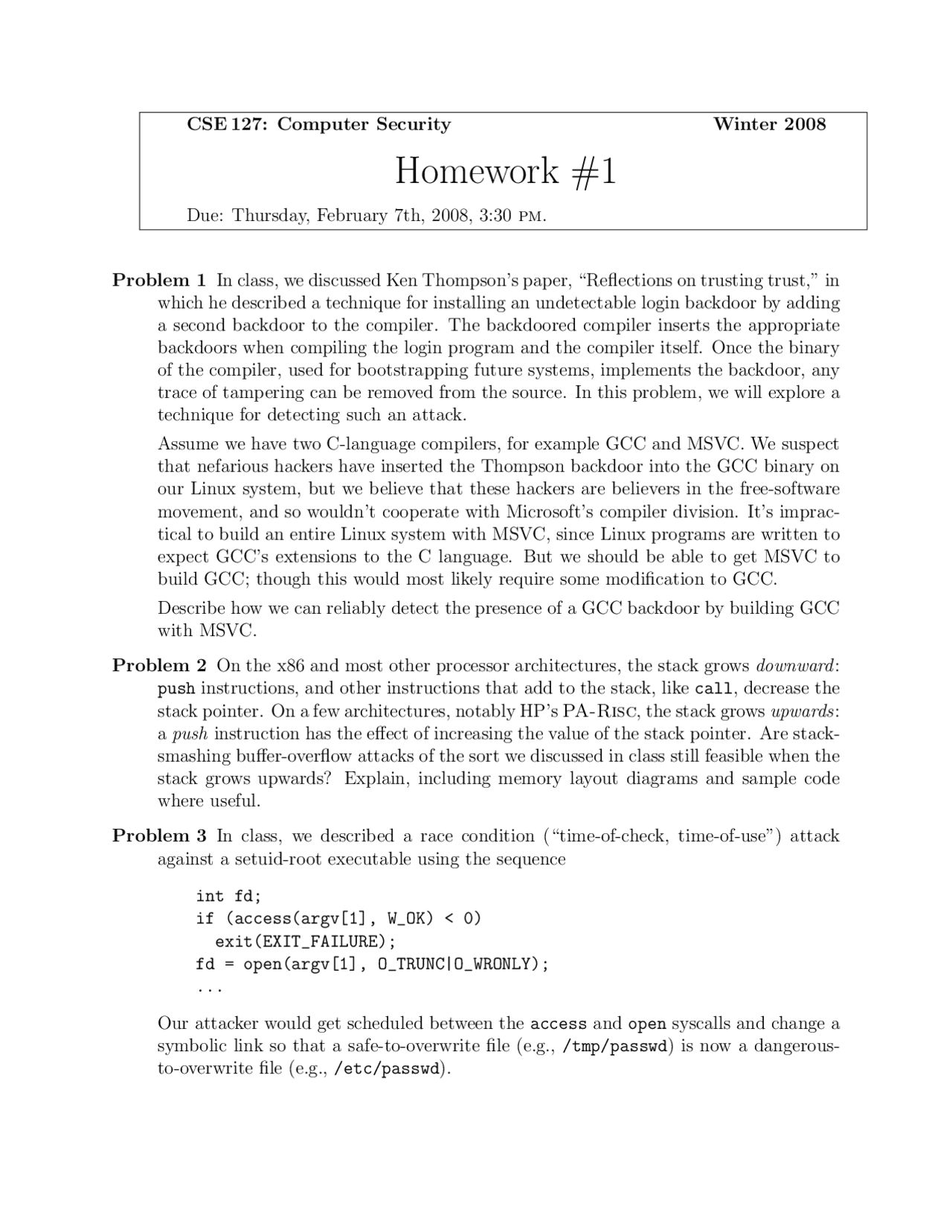 Detecting Compiler Backdoors and Stack Growth in Computer Security | Assignments Computer ...
