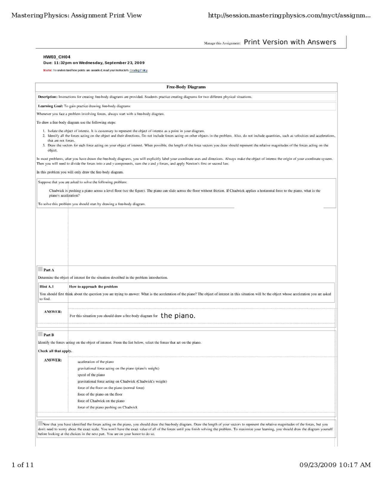 Assignment With Answers General Physics I Phys 213 Docsity