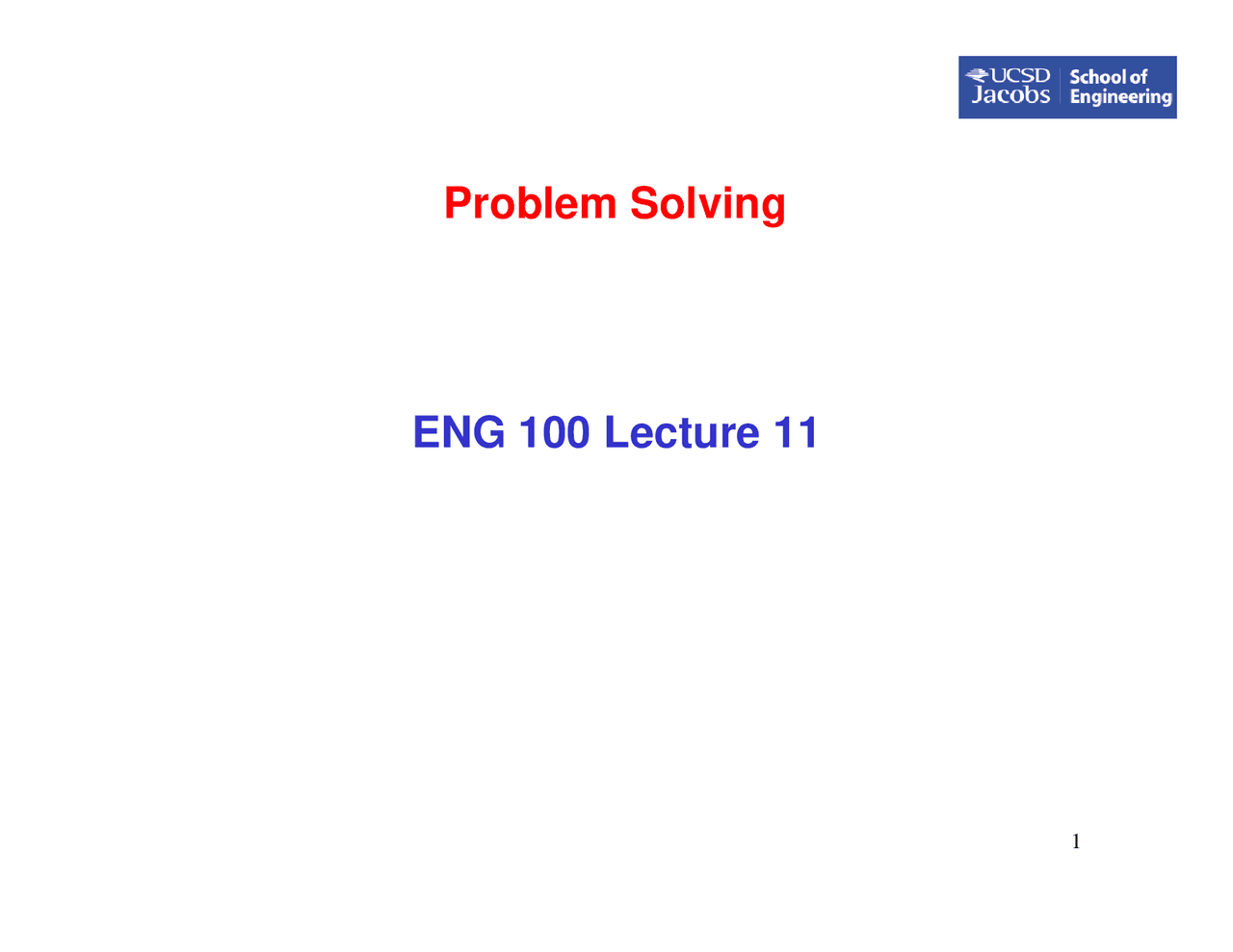 Problem Solving - Principles of Team Engineering - Slides | ENG 100 ...