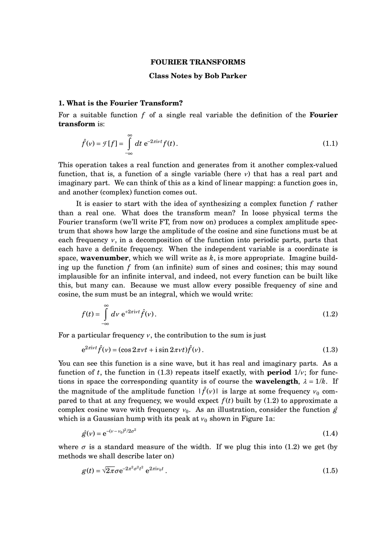 Lecture Notes on Fourier Transforms | SIO 239 | Study notes Geology ...