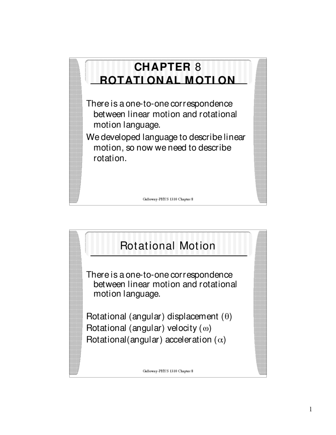 Rotational Motion Lecture Slides Phys 1310 Docsity