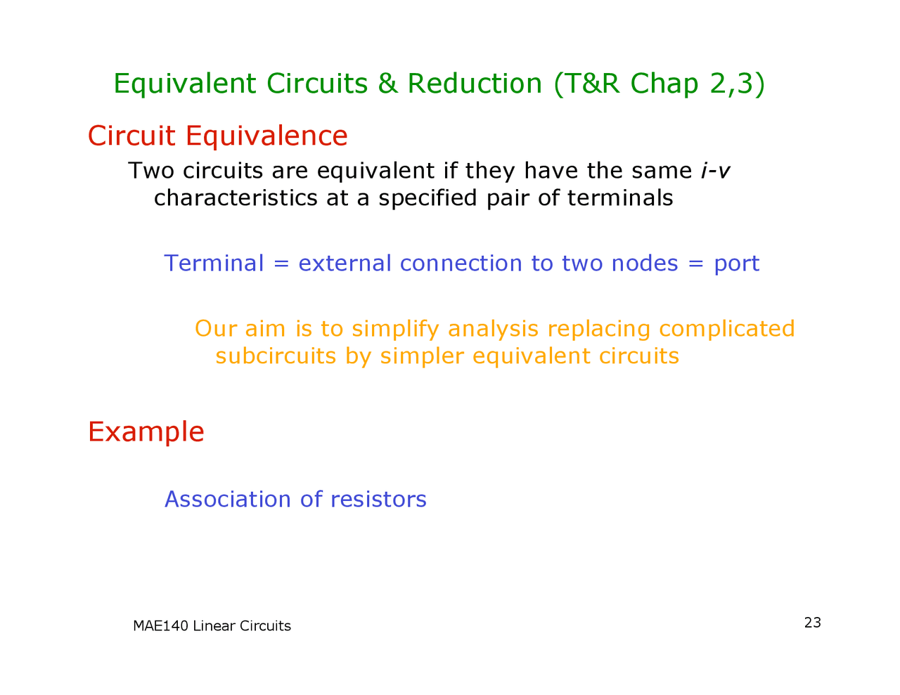 Slides On Equivalent Circuits And Reduction Socc 140 Docsity