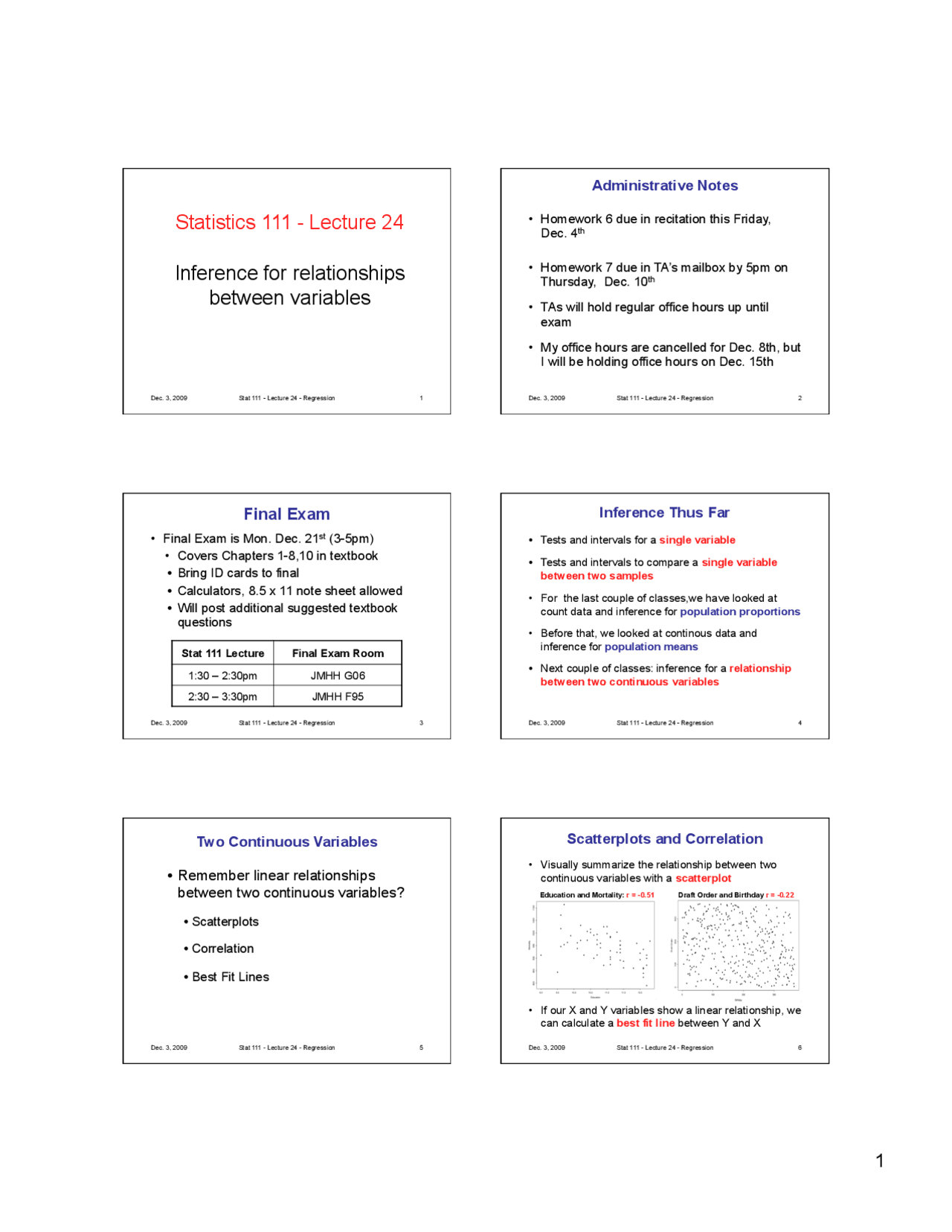Inference For Relationship Between Variables Lecture Slides Stat