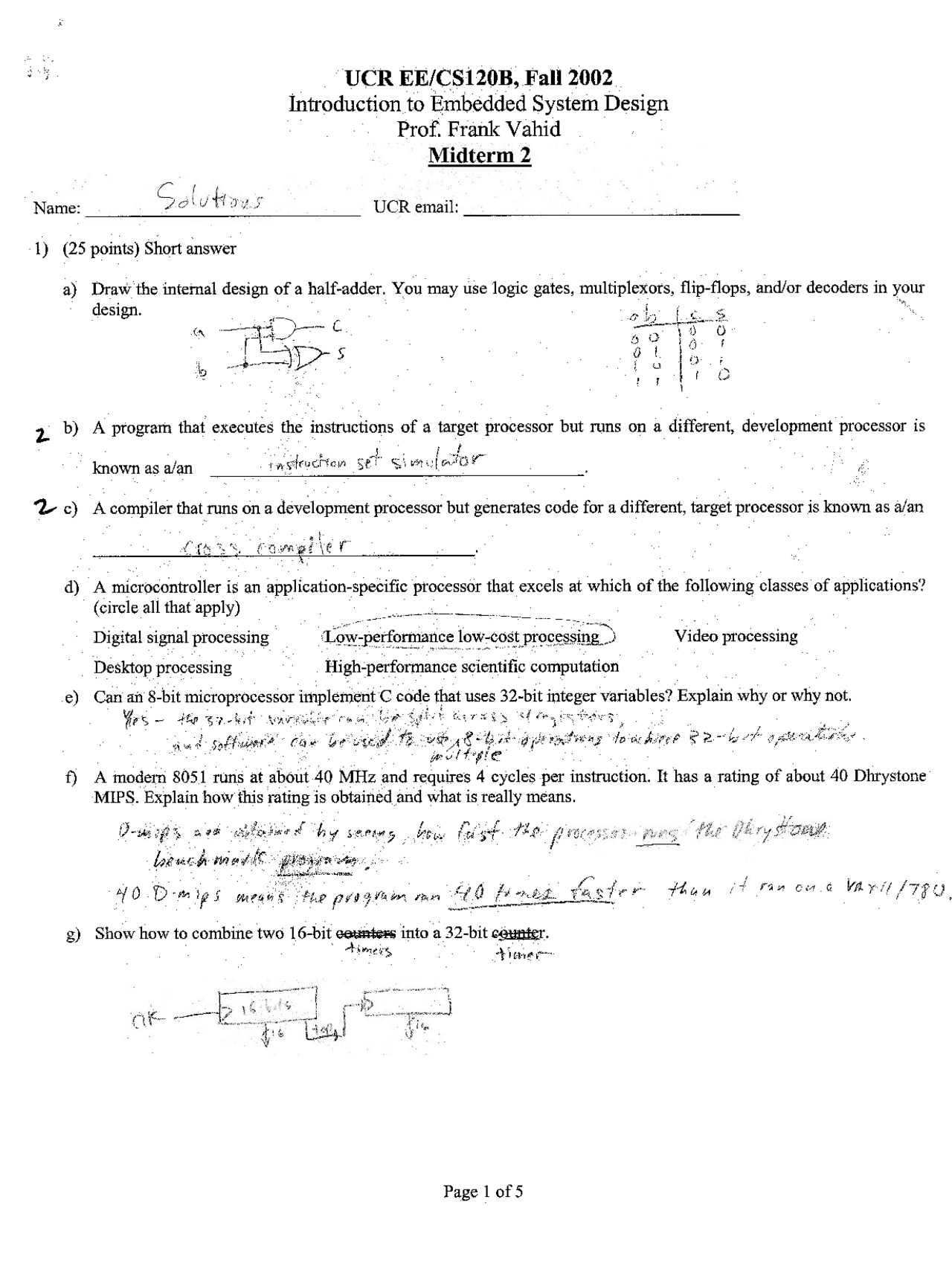 Midterm II Solutions for Introduction to Embedded Systems | EE 120B ...