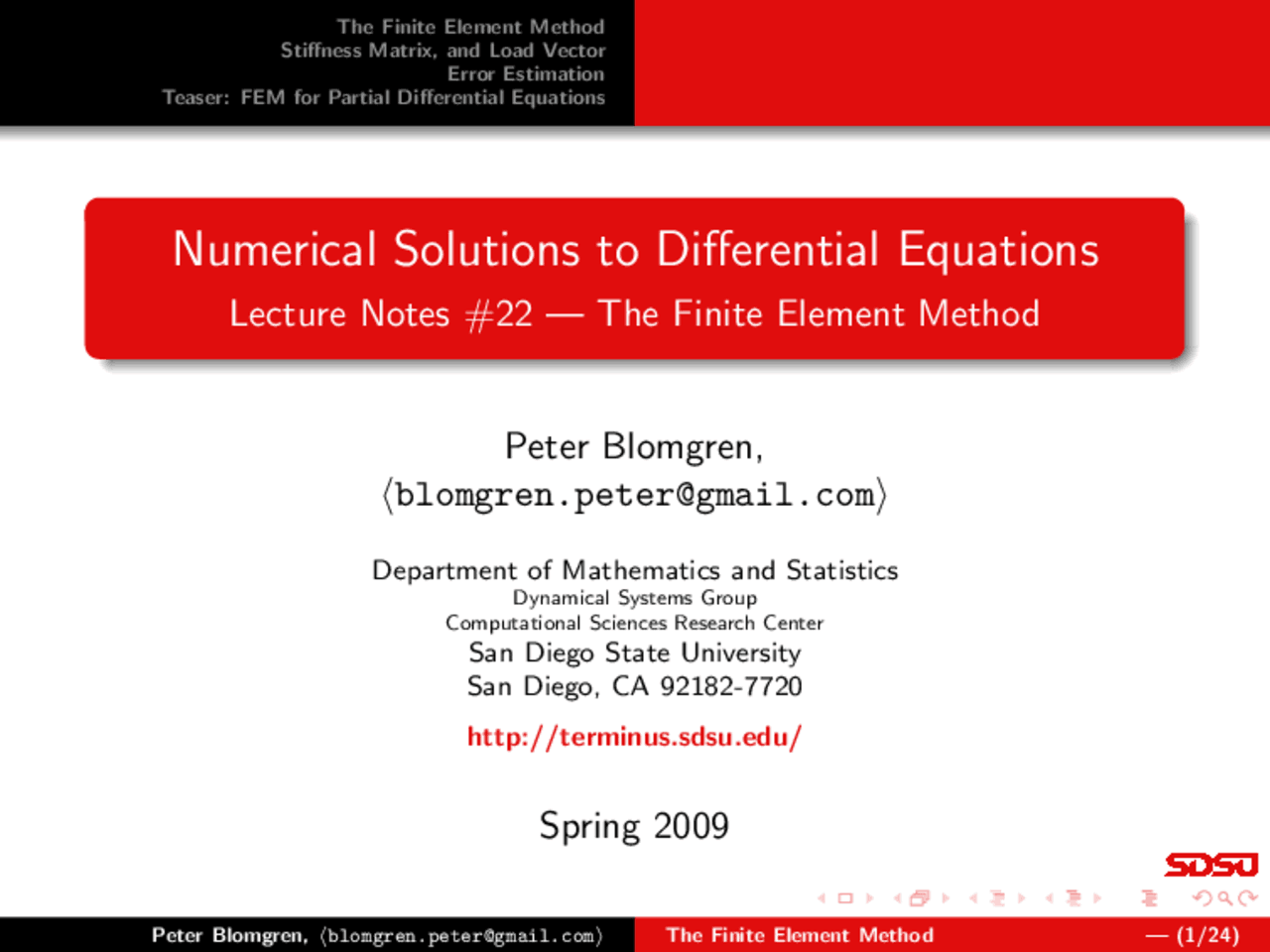 The Finite Element Method - Lecture Slides | MATH 542 - Docsity