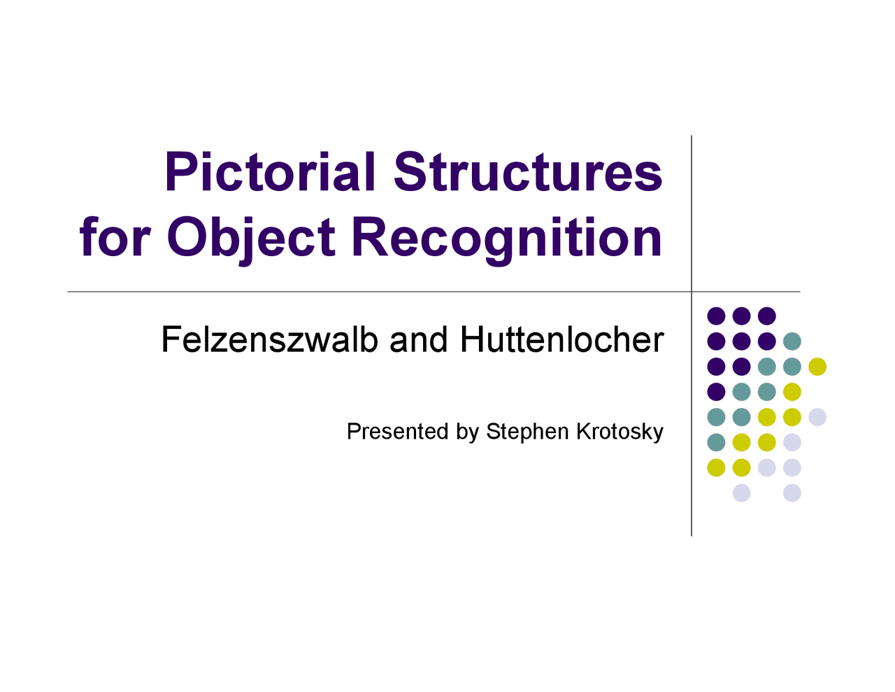 Pictorial Structures For Object Recognition Lecture Slides Cse 252b