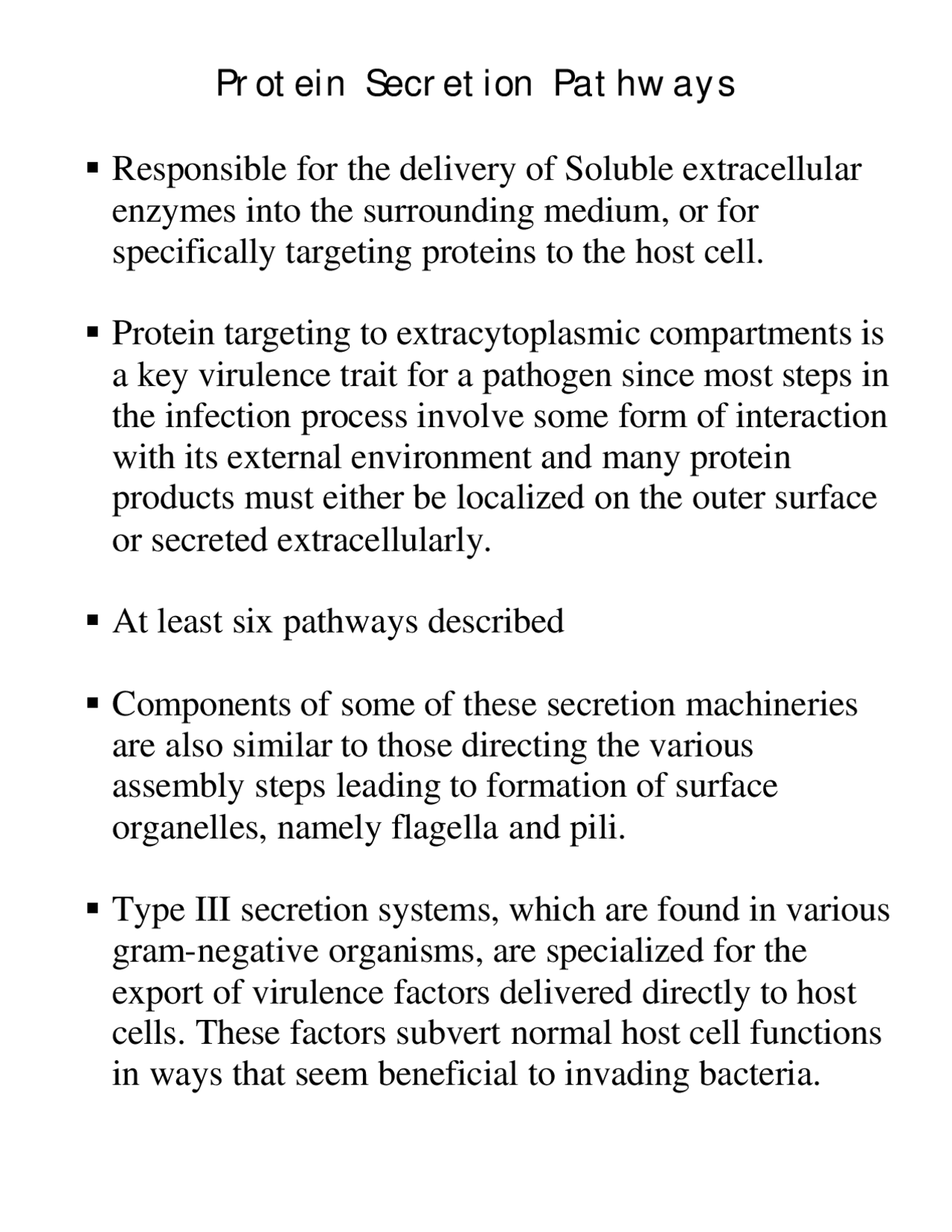 Notes On Protein Secretion Pathways Bacteriology Bimm 120 Docsity
