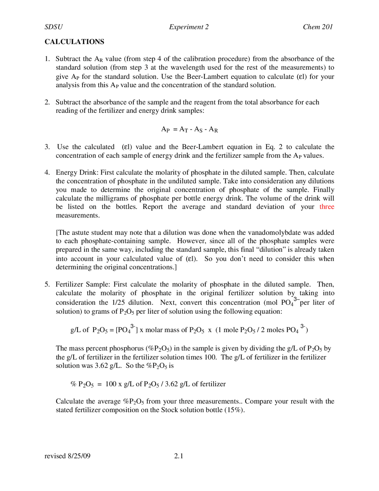 Practice Experiment 2 On General Chemistry Chem 201 Docsity