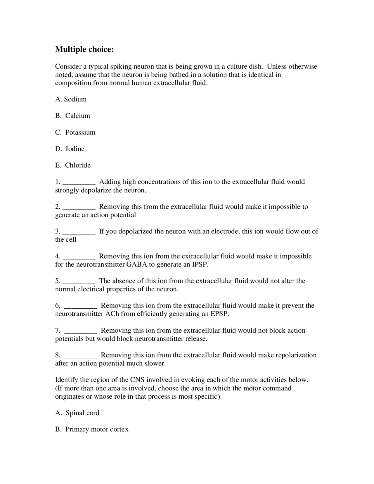 Practice Questions For Exam 1 Multicellular Life Bild 2 Docsity