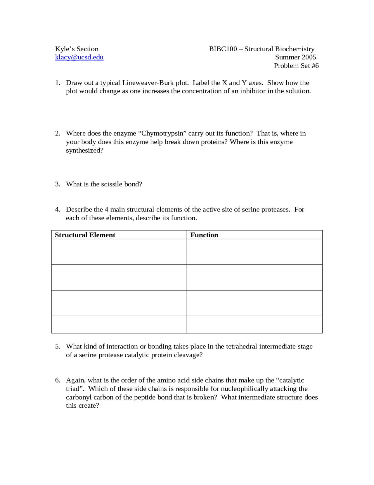 Structural Biochemistry Assignment With Problems Soca 100 Docsity