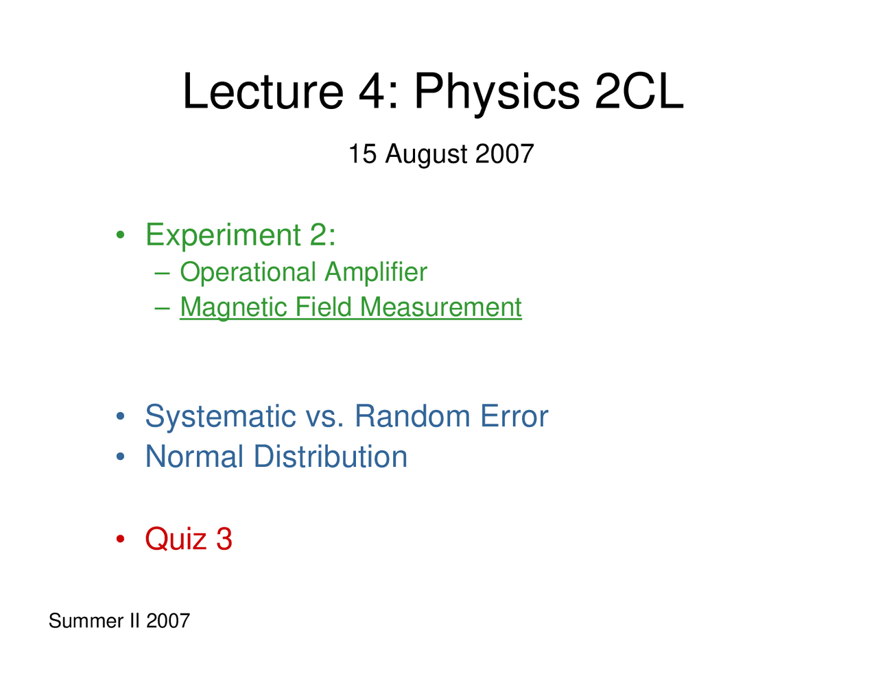 Operational Amplifier And Magnetic Field Measurement Lecture Notes