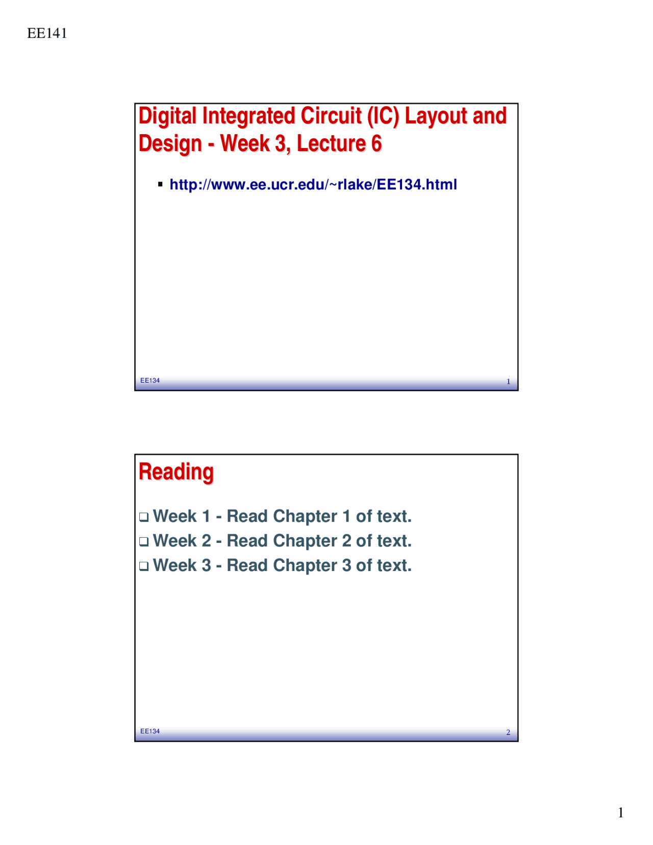 Digital Integrated Circuit Layout And Design Lecture Slides Ee 134