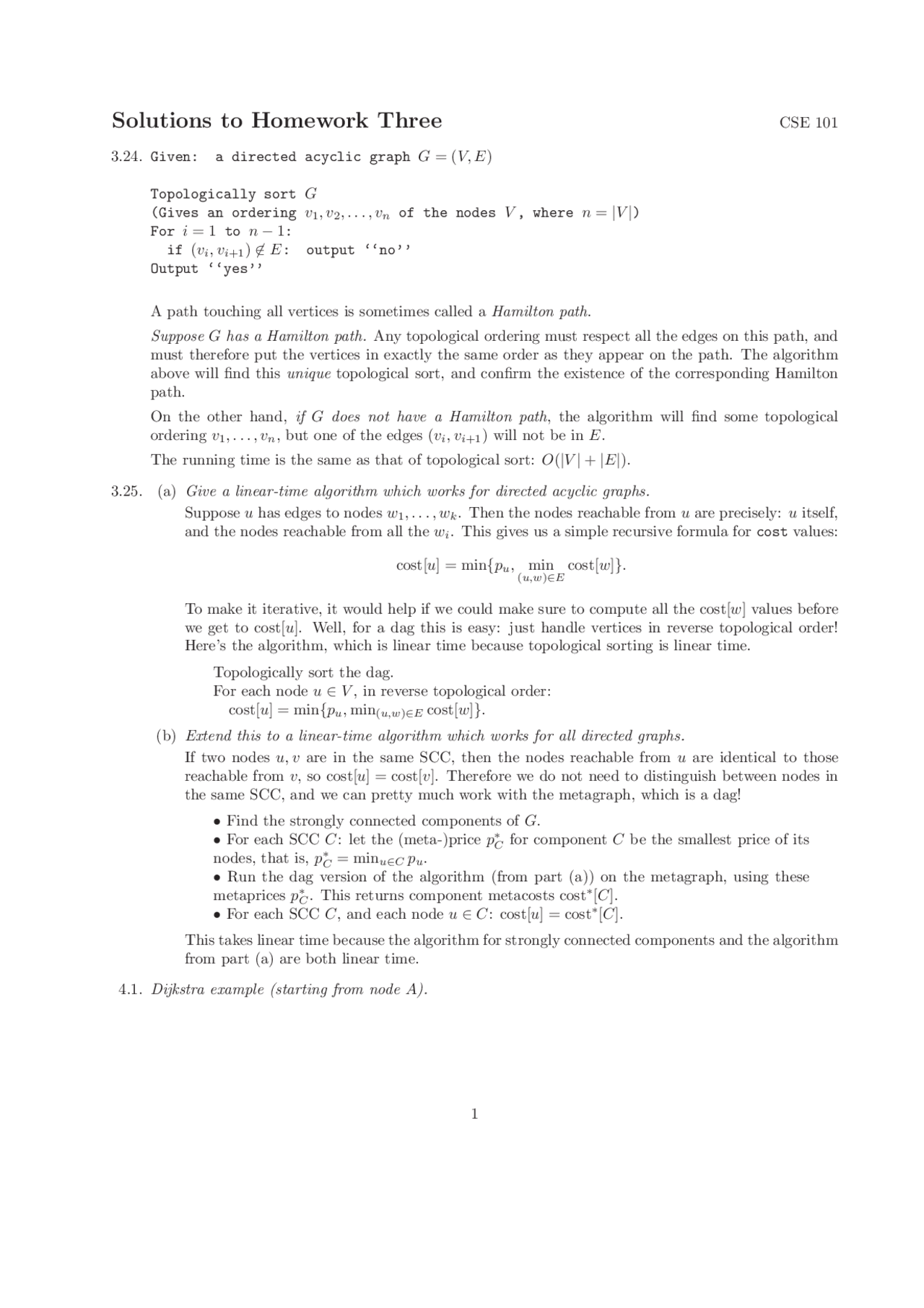 Solutions To Homework 3 On Design And Analysis Of Algorithm Cse 101