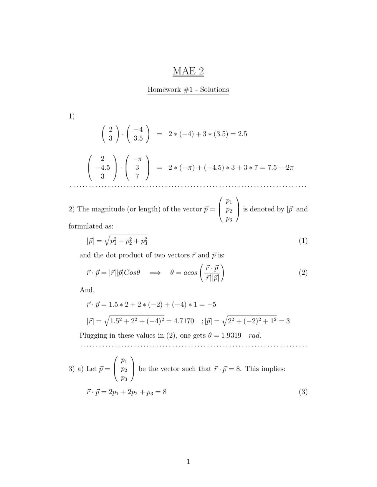 Homework 1 Solutions Introduction To Aerospace Engineering Mae 2