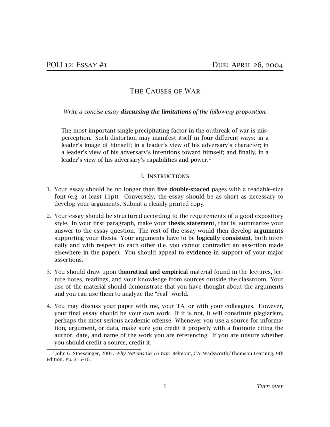 Limitations of Misperception as Key War Factor | Study notes Political ...