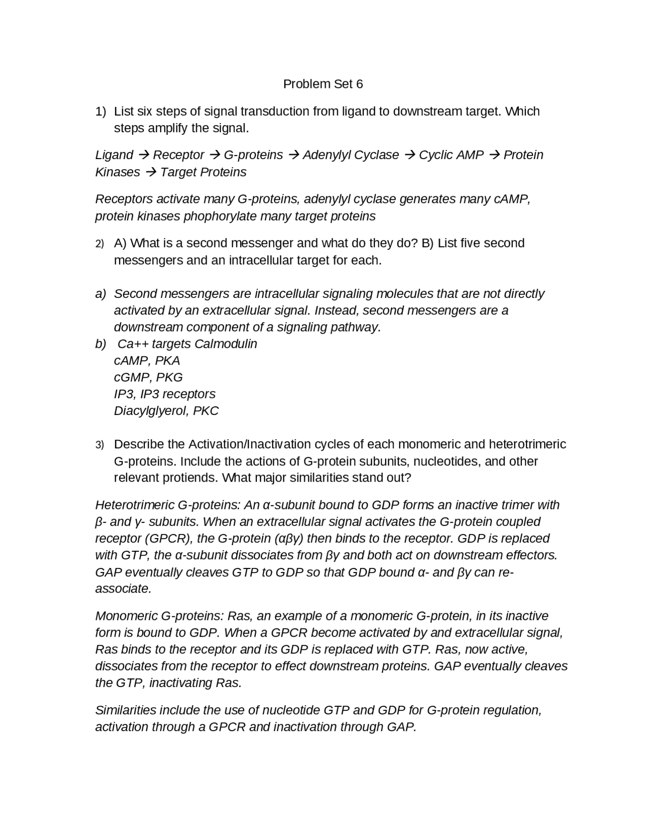 9 Questions For Problem Set 6 Cellular Neurobiology Bipn 140 Docsity