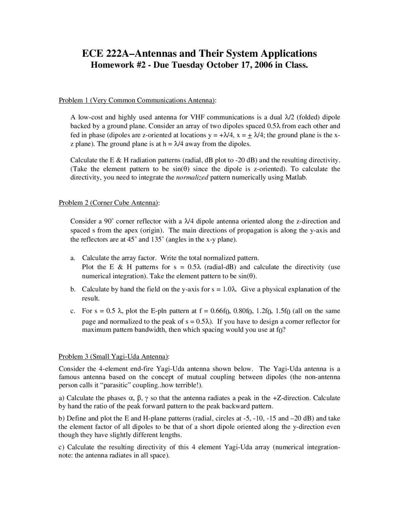 Antennas And Their System Applications Assignment Socl 20 Docsity