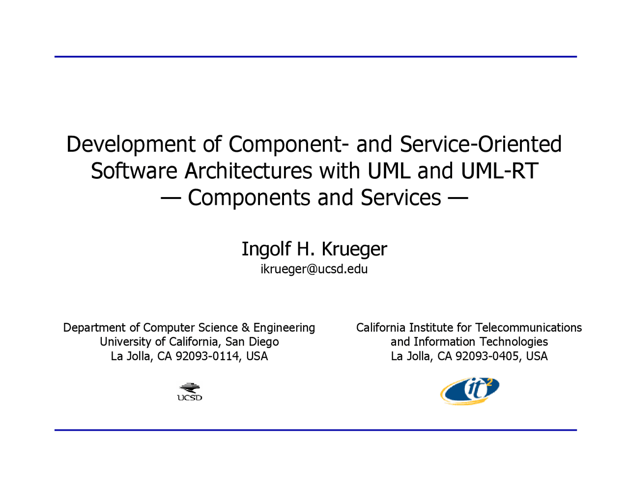 Development Of Component And Service Oriented Software Architectures