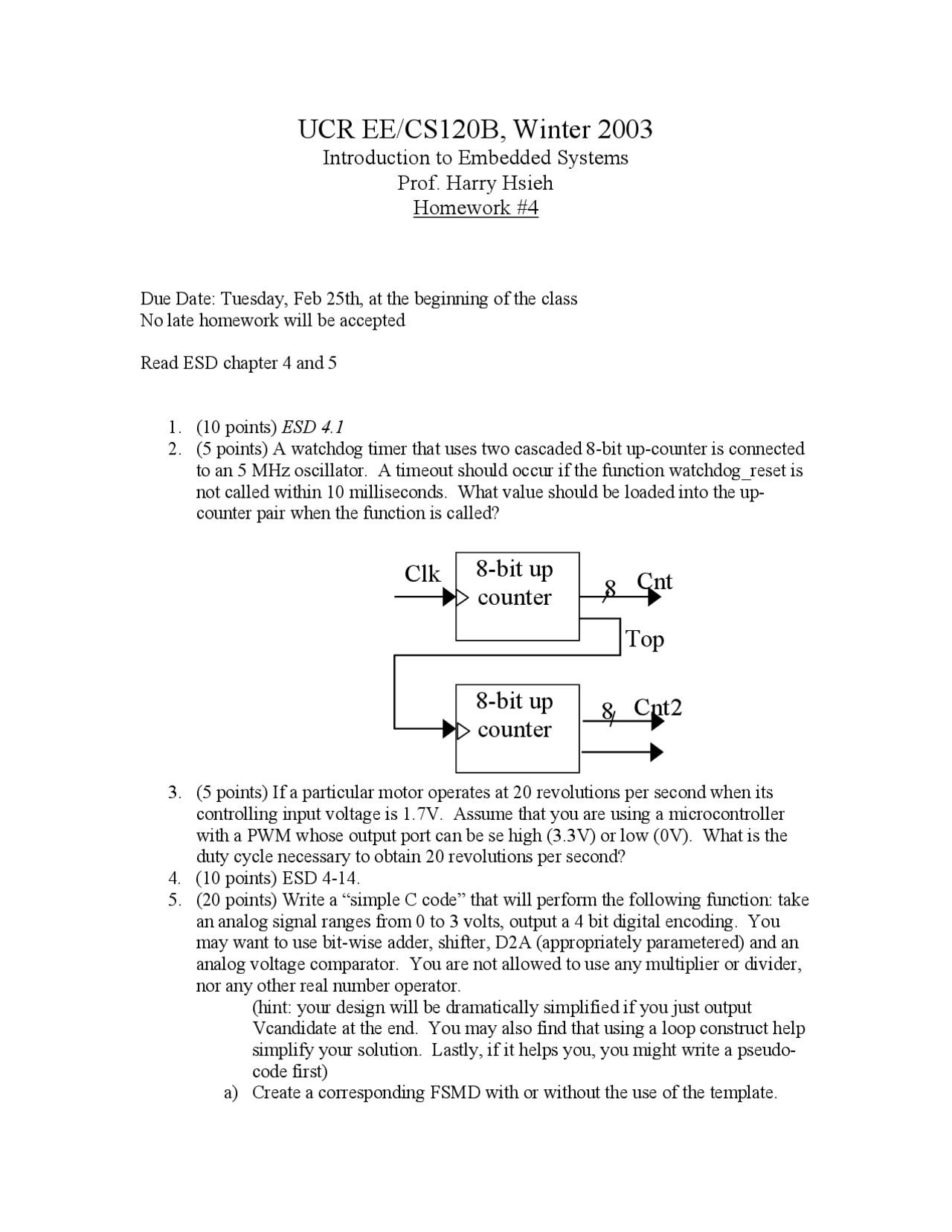 10 Questions for Assignment 4 - Introduction to Embedded Systems | CS 120B - Docsity