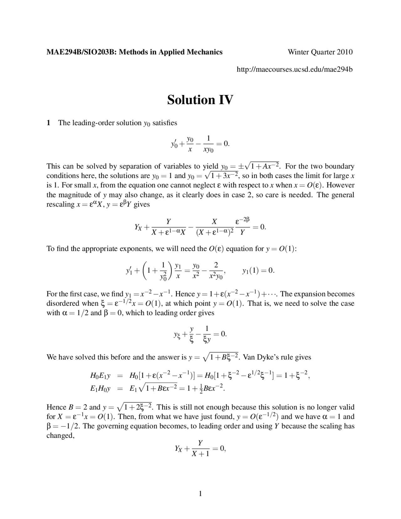 Methods in Applied Mechanics: Solution IV | Assignments Introduction to ...