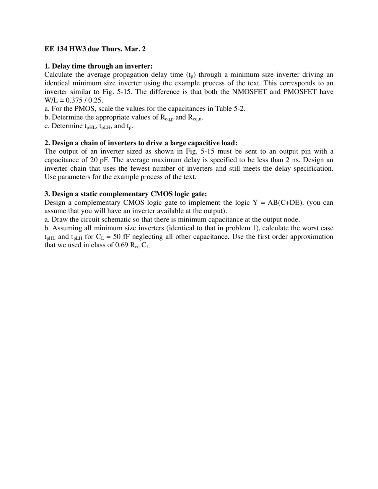 Questions For Assignment 3 Digital Integrated Circuits Layout And