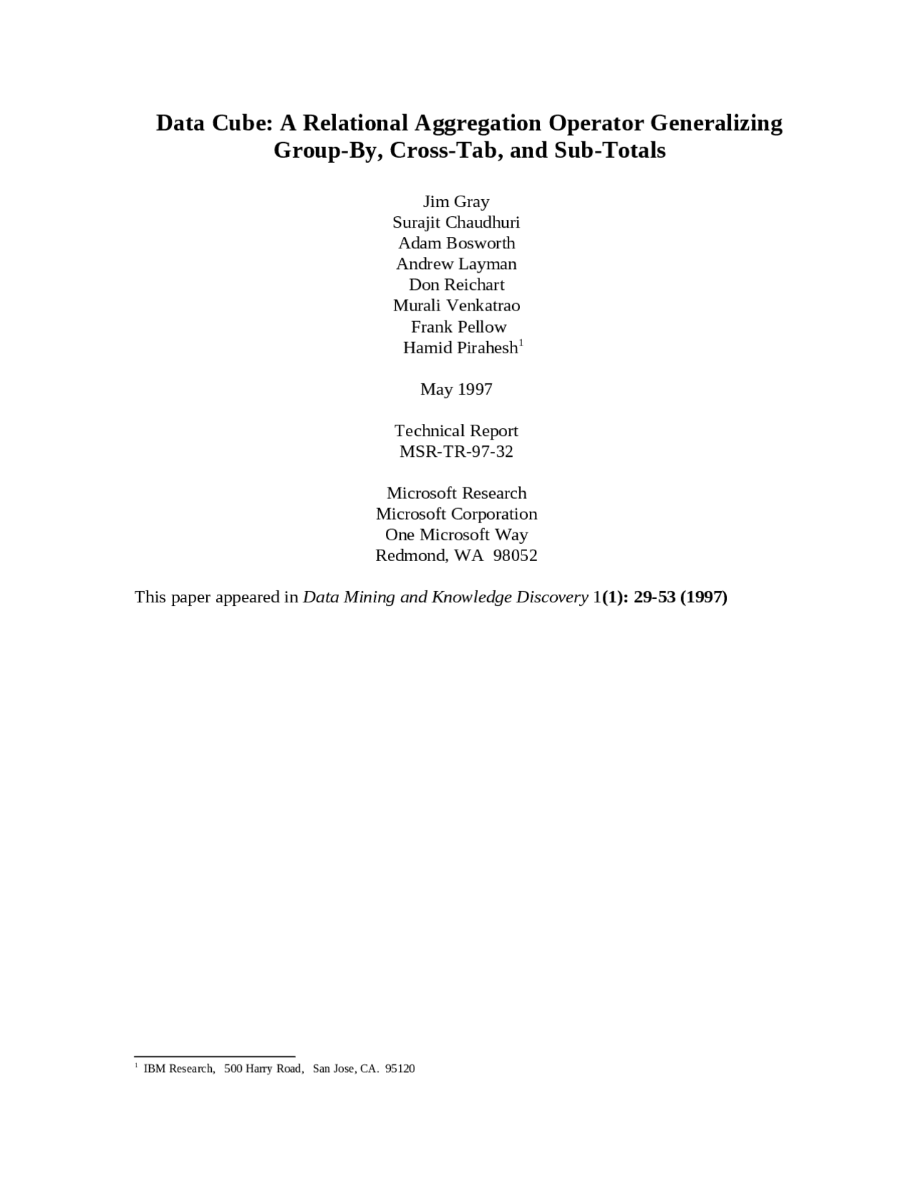 A Relational Aggregation Operator Generalizing Group By Cross Tab And