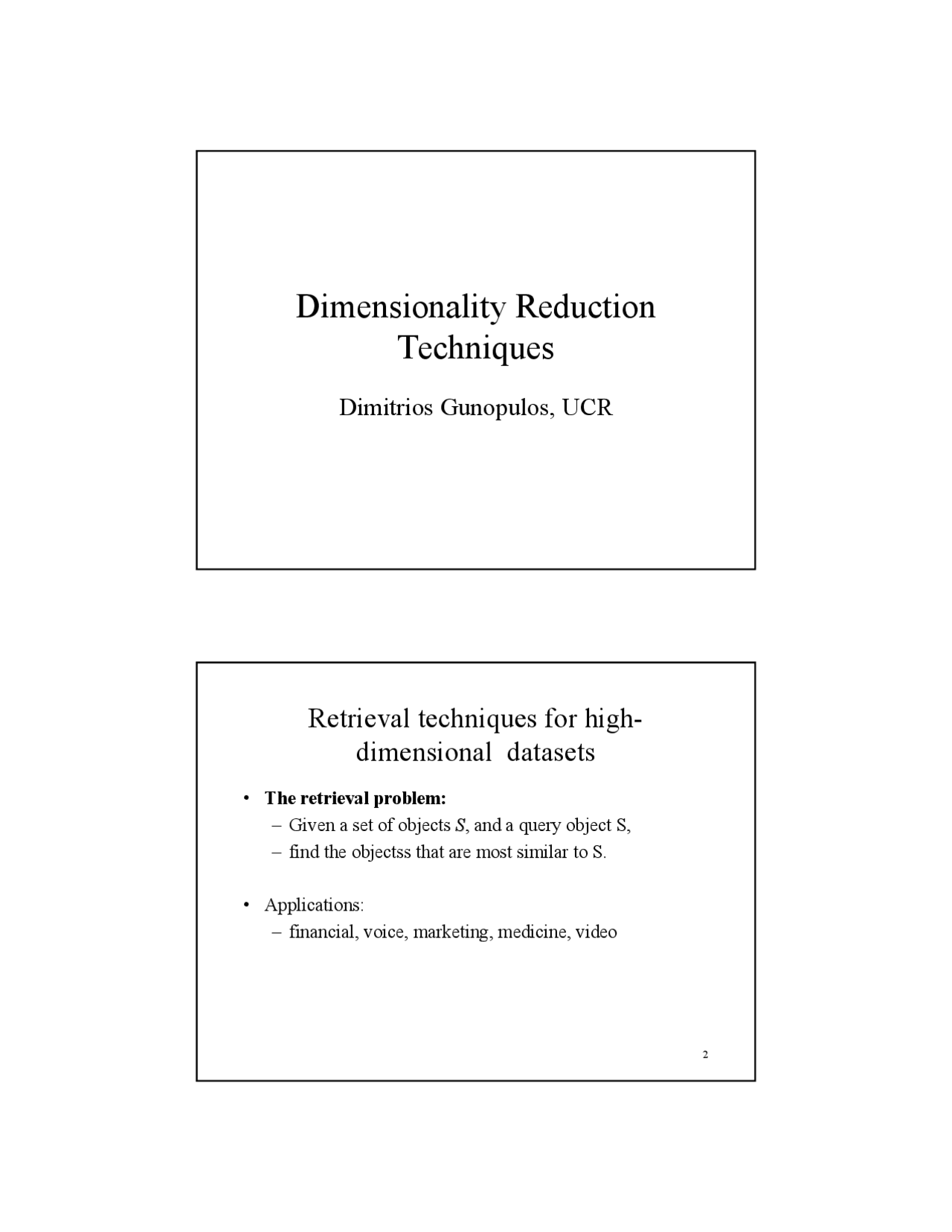 Dimensionality Reduction Techniques Lecture Slides Cs 236 Docsity