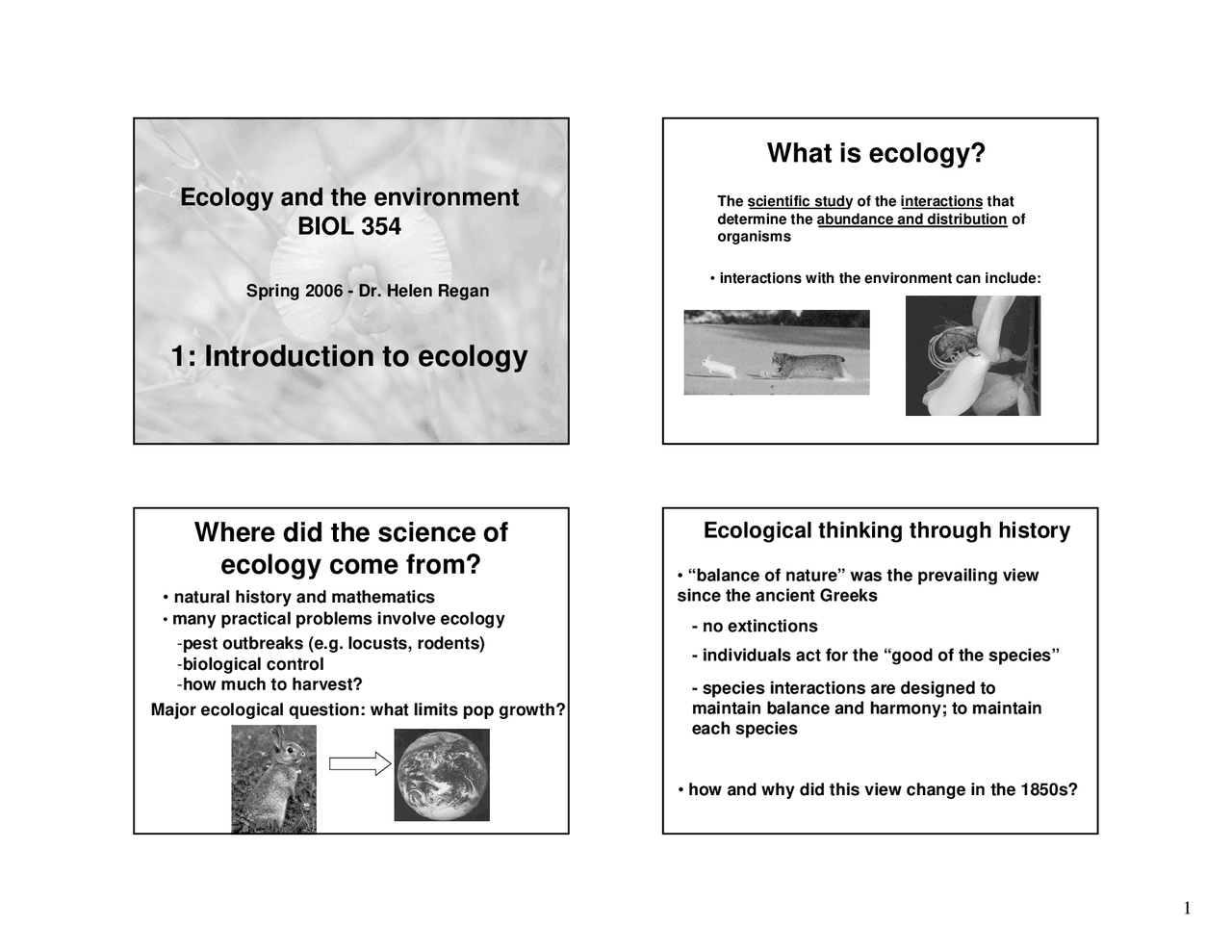 Notes On Ecology And Environment Slides Biol 354 Docsity
