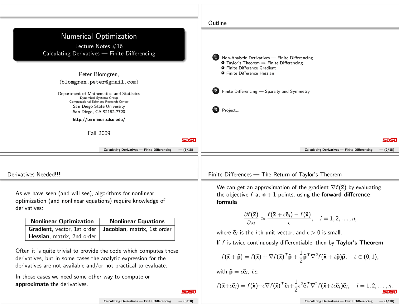 Calculating Derivatives Finite Differencing Math 693a Docsity