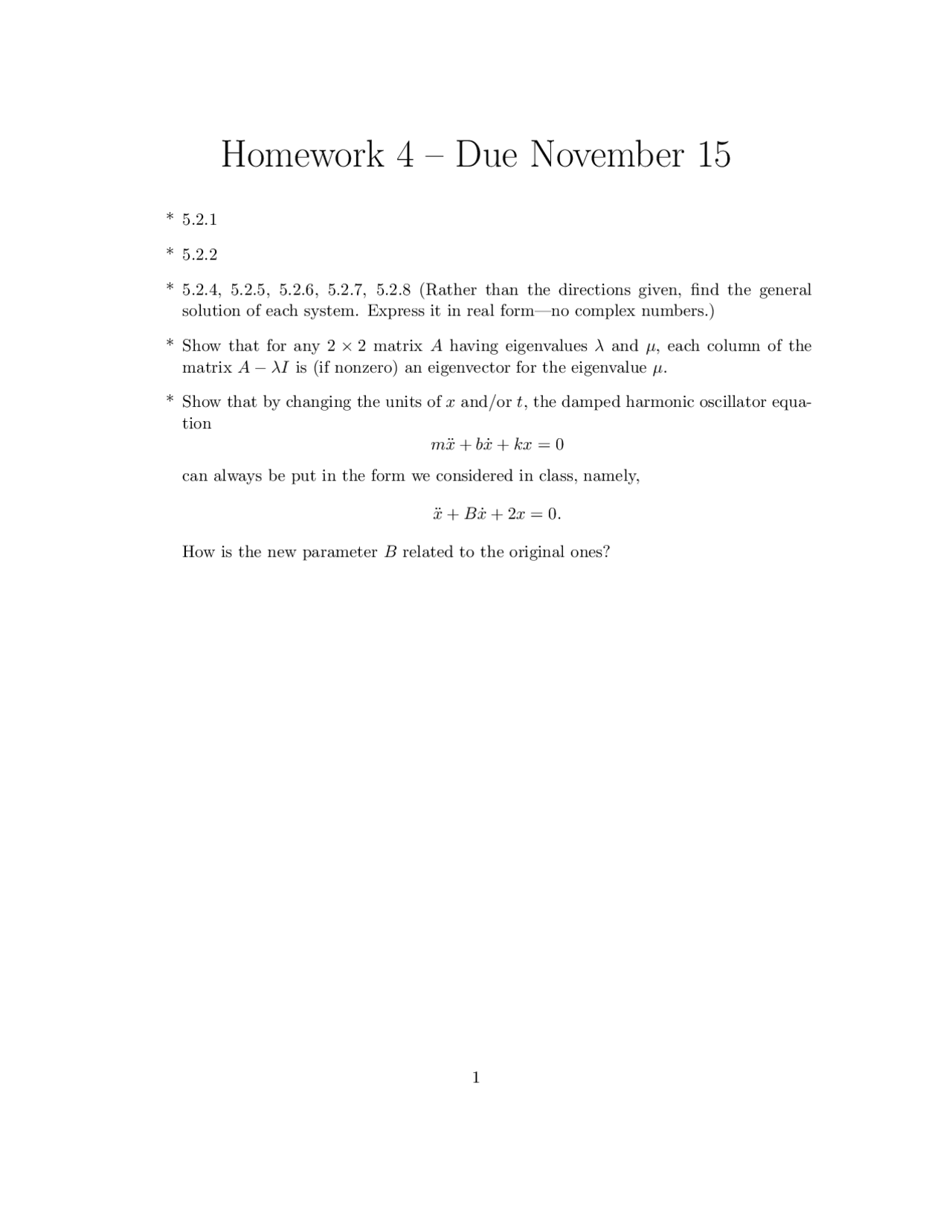 Homework 4 Practice Problems On Ordinary Differential Equation Math